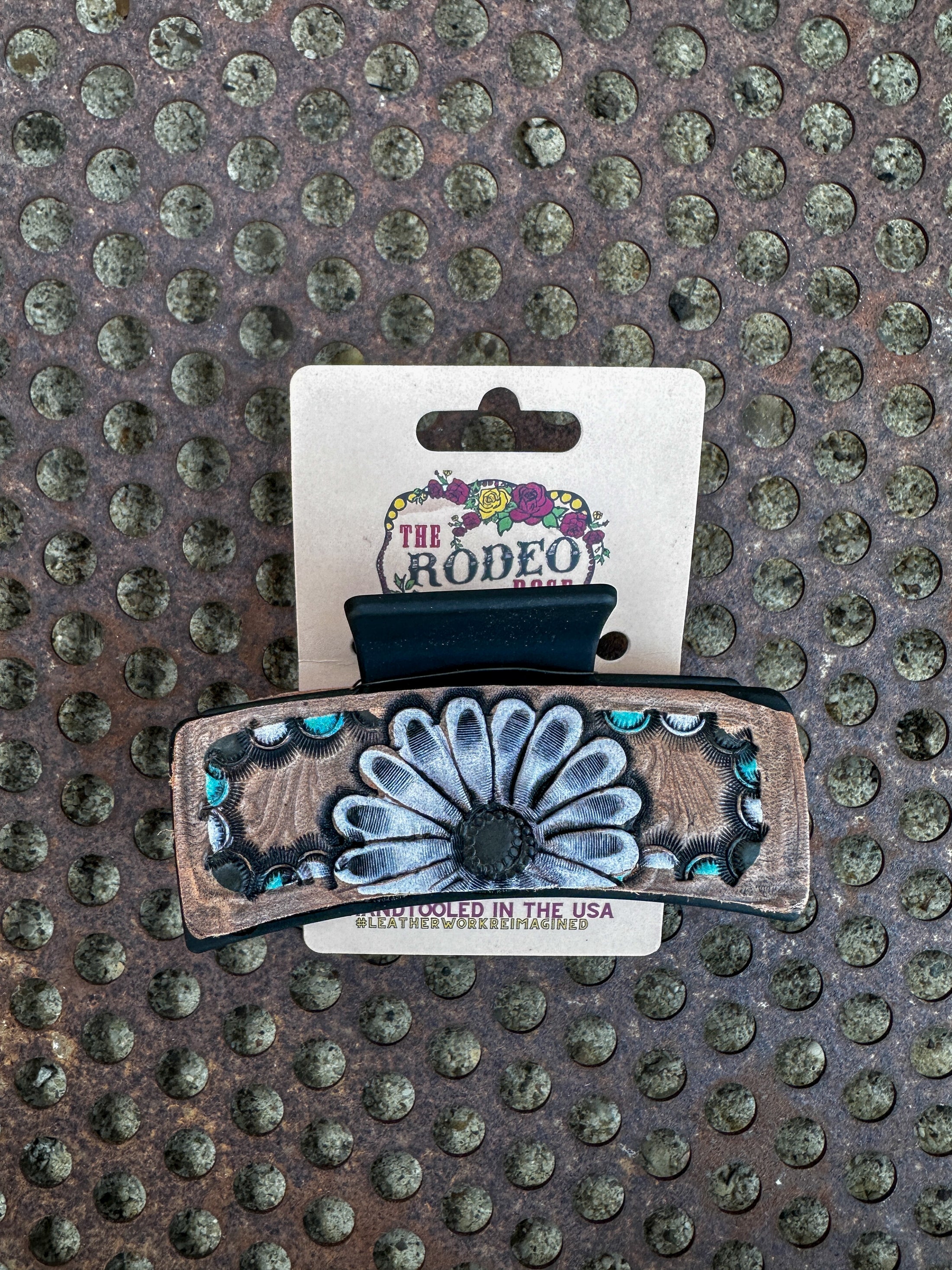 Hand tooled Leather Hair clip Gerbera – The Rodeo Rose