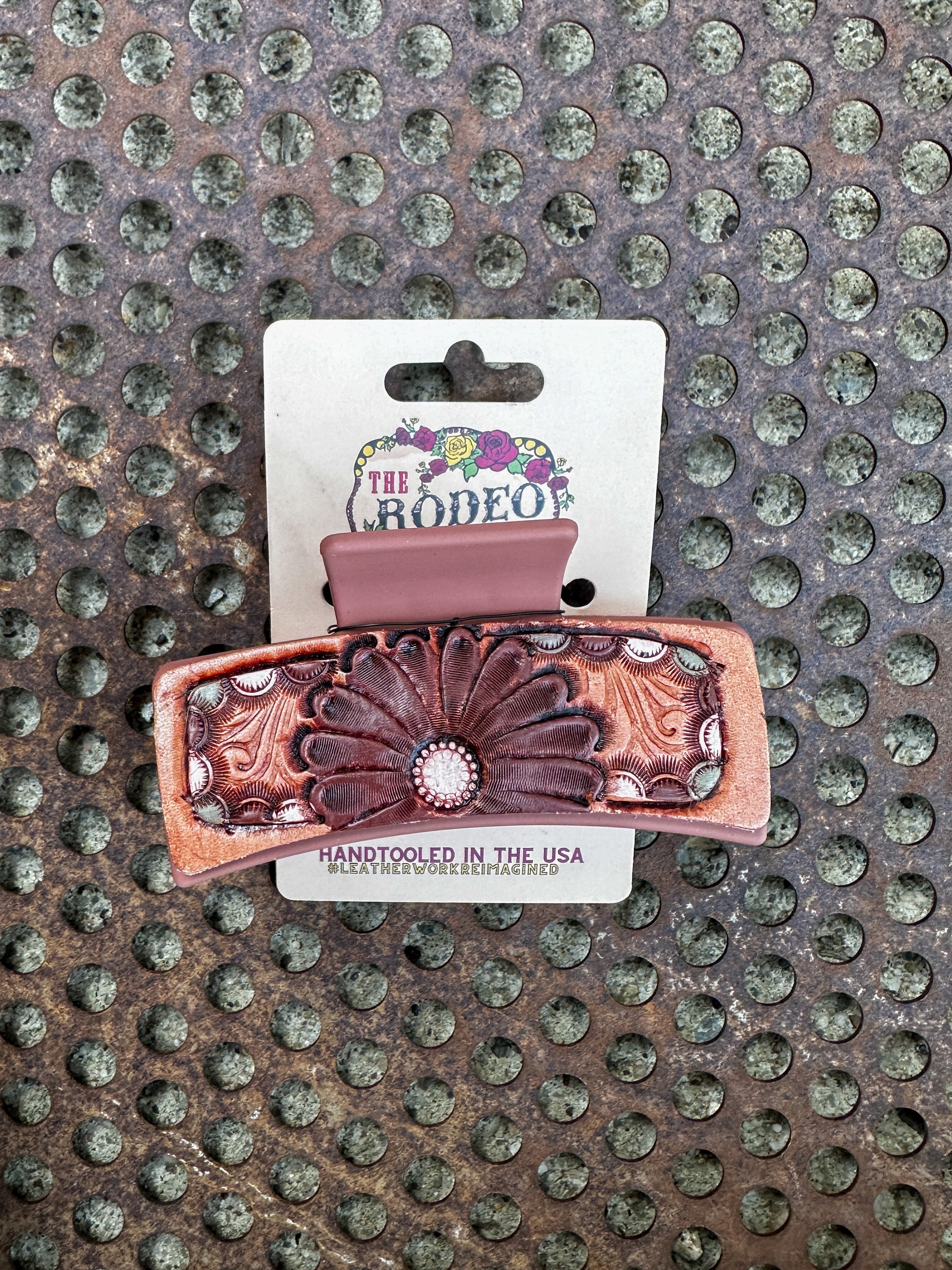 Hand tooled Leather Hair clip Gerbera – The Rodeo Rose